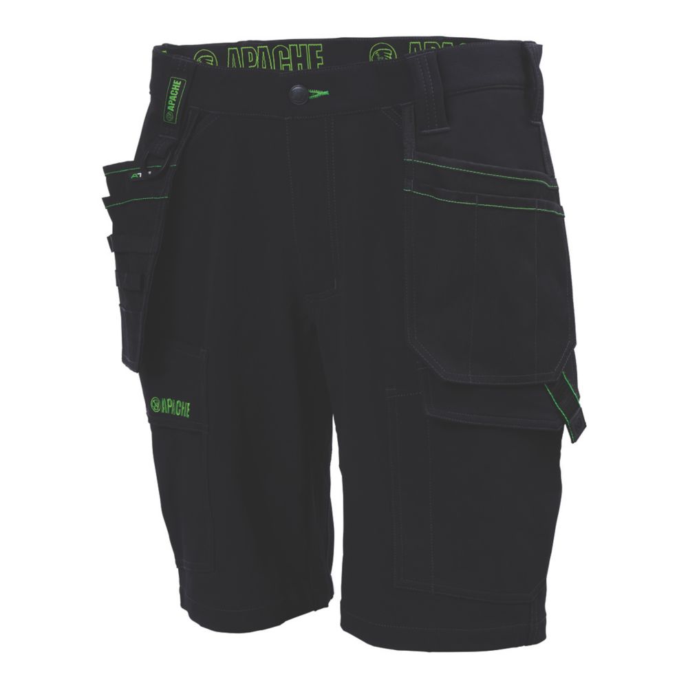 Apache Whistler Stretch Work Shorts Black 40" W - Screwfix