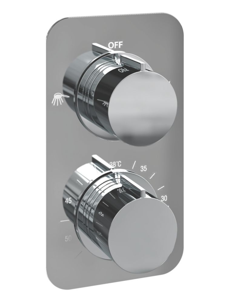 ETAL Pinto Concealed Dual Outlet Thermostatic Chrome Shower Valve With ...