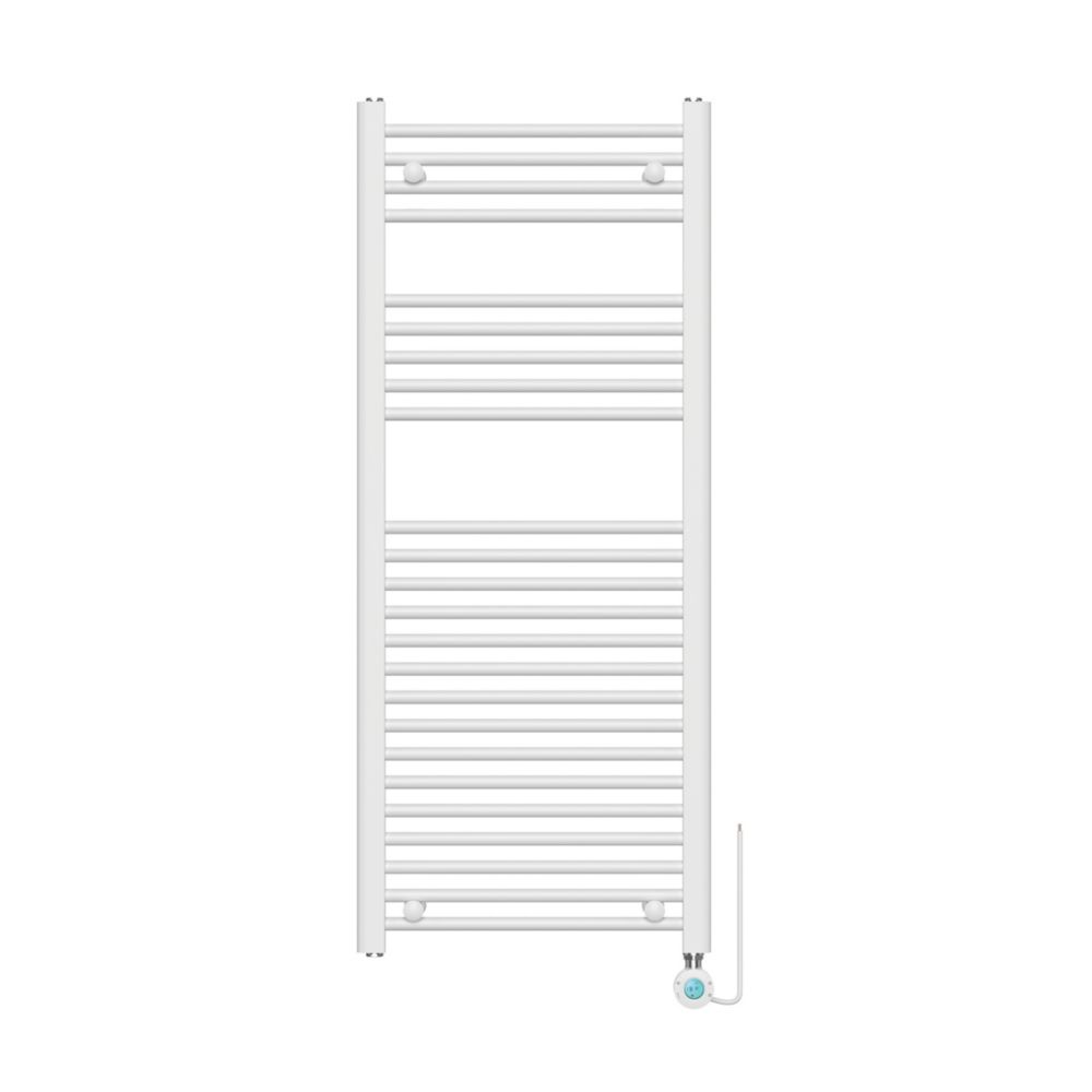 Flomasta 1200mm x 500mm 1024BTU White Flat Electric Towel Radiator ...
