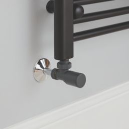 Flomasta 15mm x 1/2" Black Angled Modern Manual Radiator Valve ...