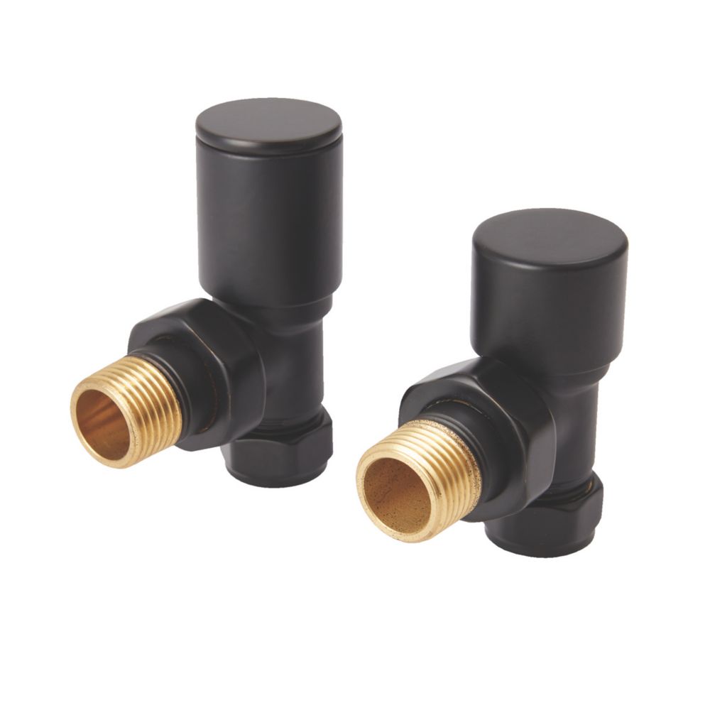 Flomasta 15mm x 1/2" Black Angled Modern Manual Radiator Valve ...
