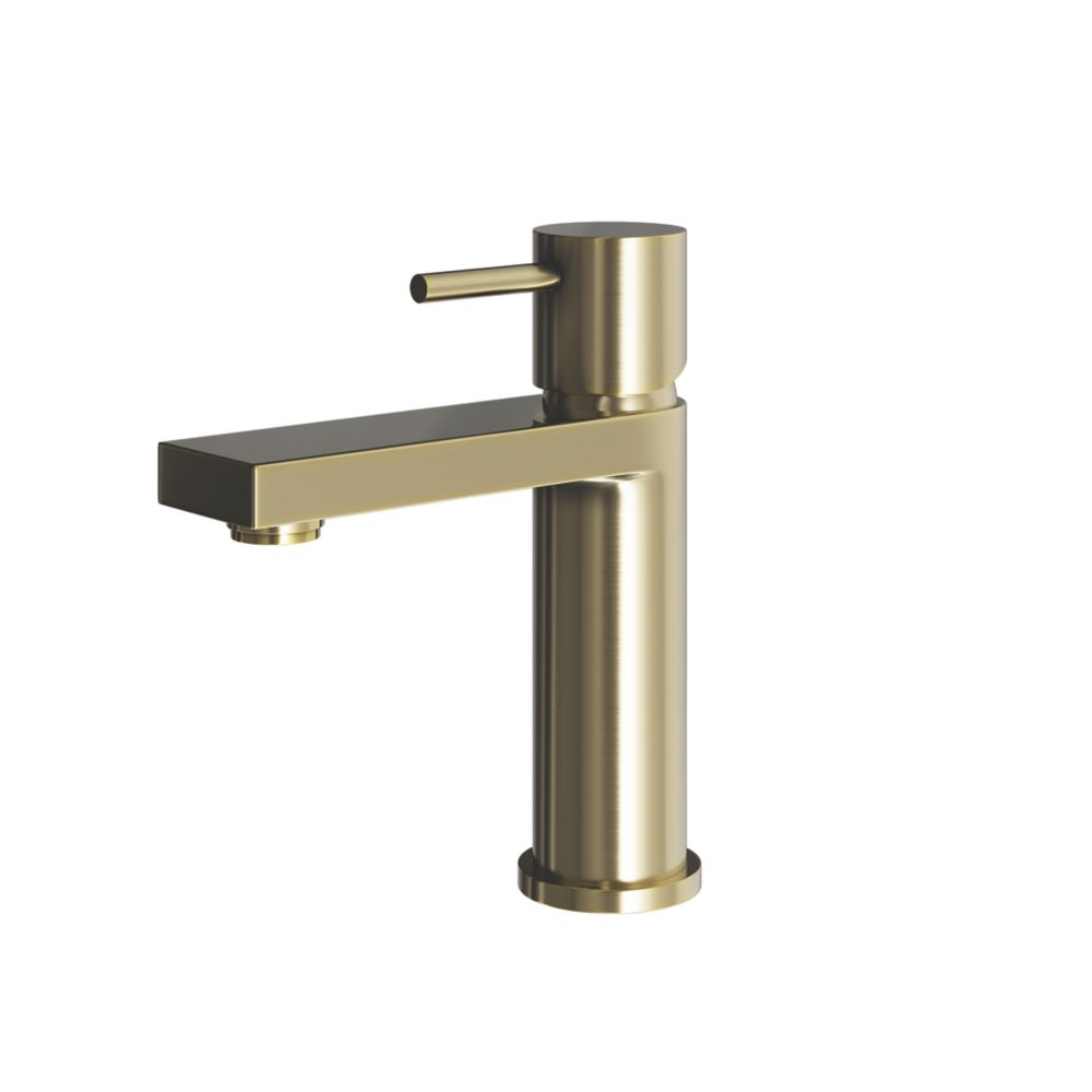ETAL Blake Brushed Brass 170mm Standard Lever Mono Basin Mixer Tap ...