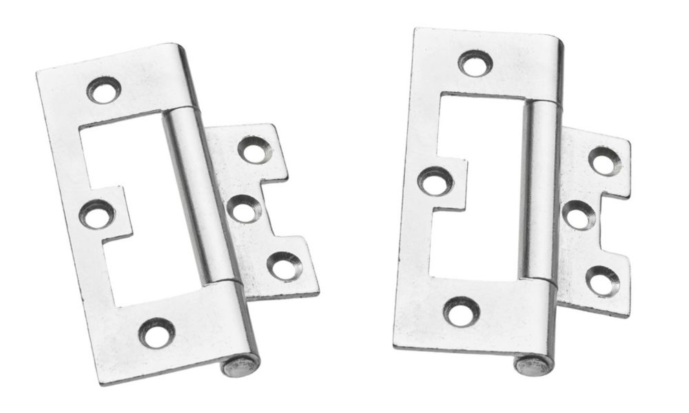 Smith & Locke Polished Chrome Flush Hinges 100mm x 59.5mm 2 Pack - Screwfix