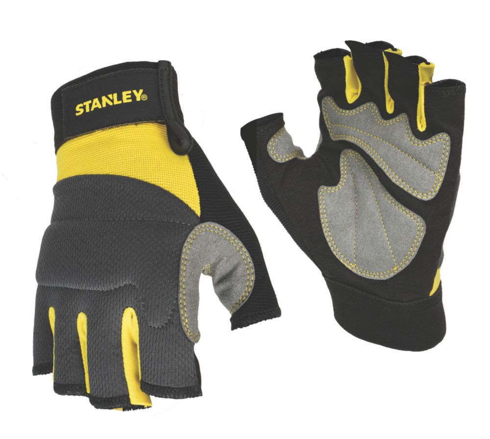 Stanley Fingerless Performance Gloves Grey Medium - Screwfix