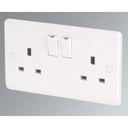 LAP 13A 2-Gang DP Switched Plug Sockets White 5 Pack - Screwfix