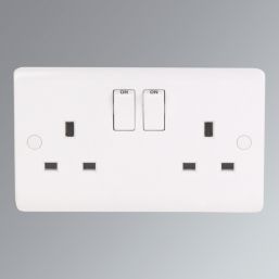 LAP 13A 2-Gang DP Switched Plug Sockets White 5 Pack - Screwfix
