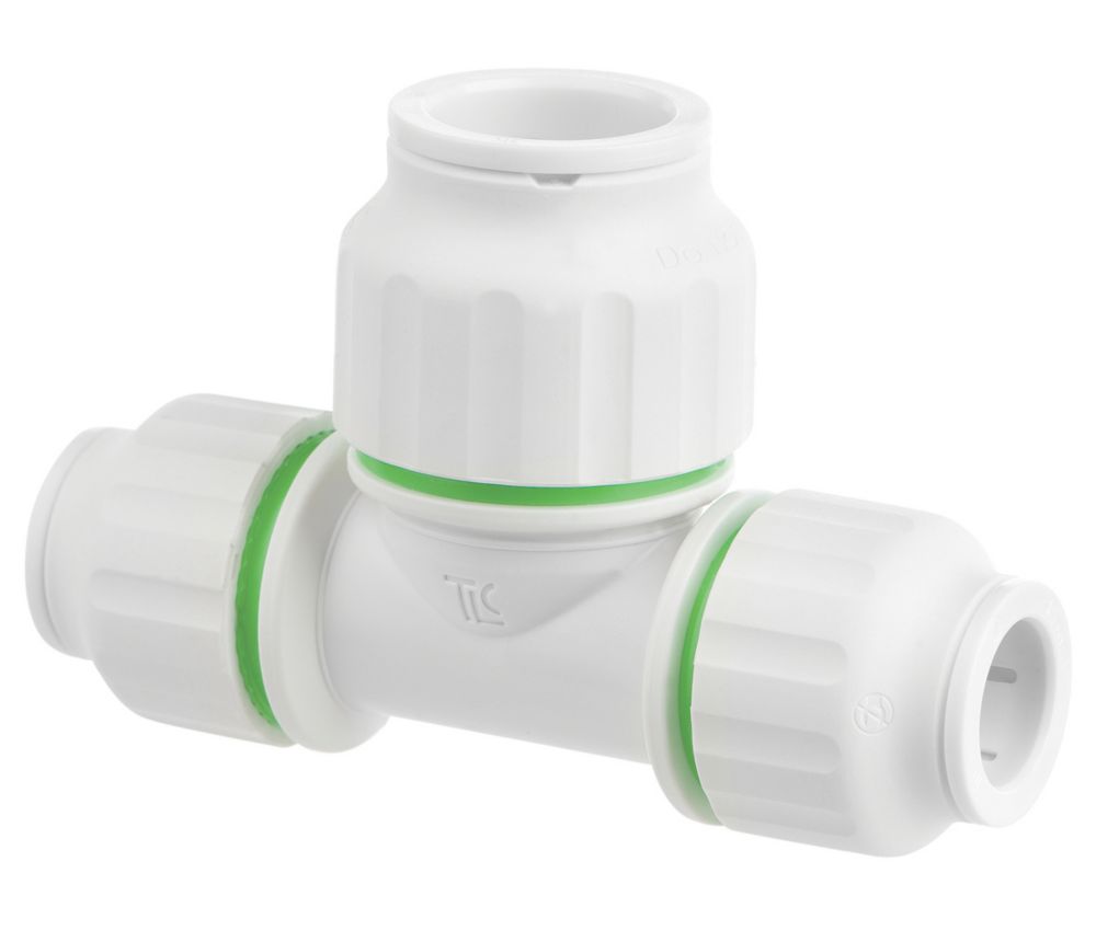 Flomasta Plastic Push-Fit Reducing Tee 15mm x 15mm x 22mm - Screwfix