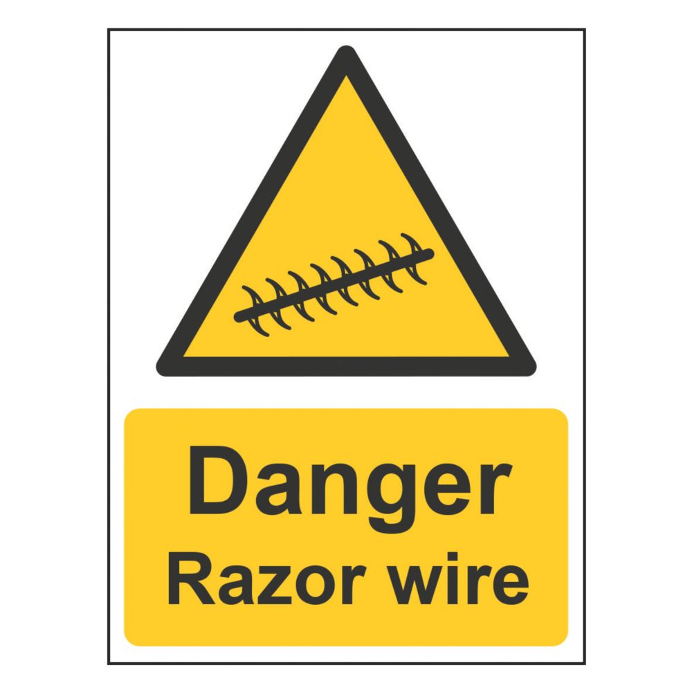 Essentials "Danger Razor Wire" Sign 400mm x 300mm - Screwfix