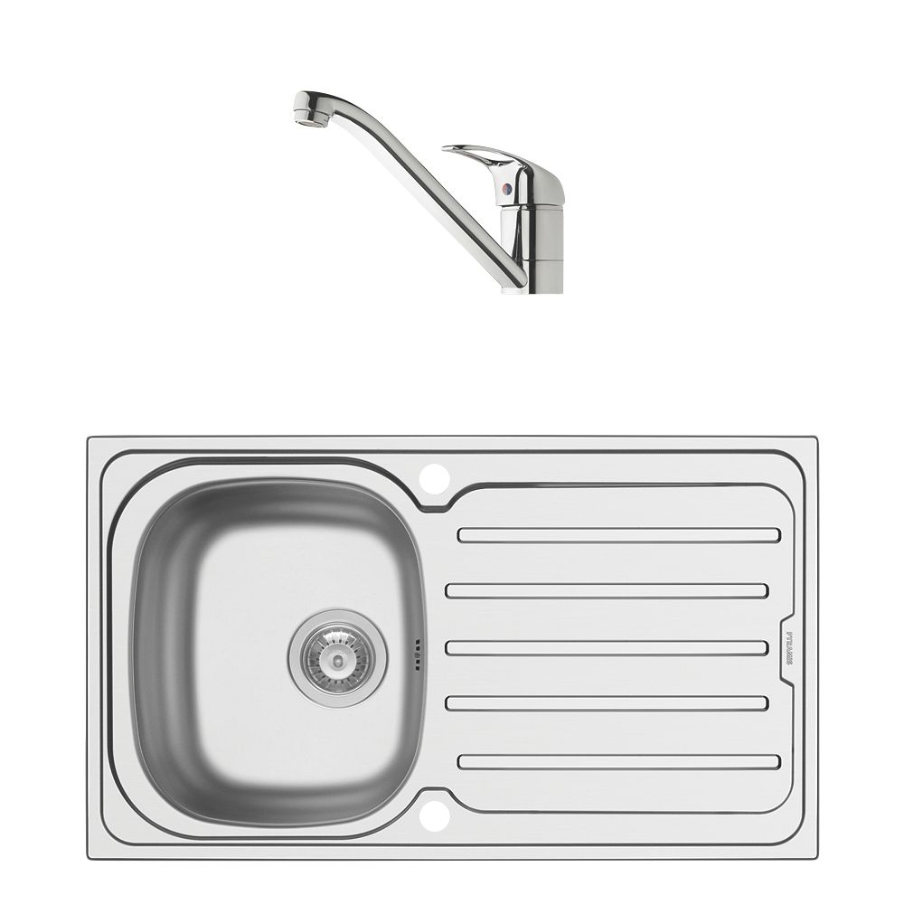 Swirl 1 Bowl Brass Kitchen Sink & Tap Pack 860mm x 500mm - Screwfix