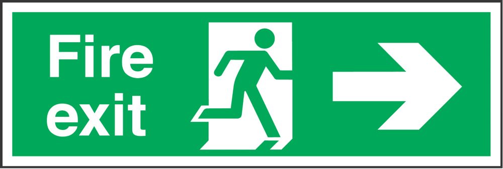 Non Photoluminescent "Fire Exit" Right Arrow Sign 150mm x 450mm - Screwfix