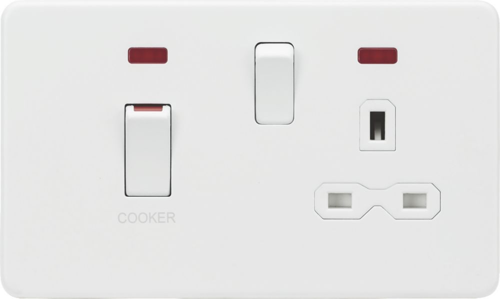 Knightsbridge 45A 2-Gang DP Cooker Switch & 13A DP Switched Socket Matt ...