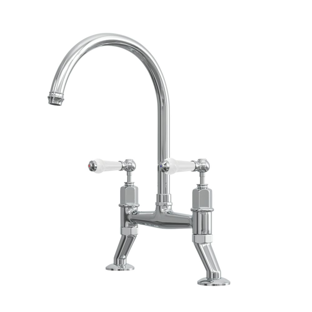 ETAL Alton Deck Mounted Dual Lever Bridge Mixer Chrome - Screwfix