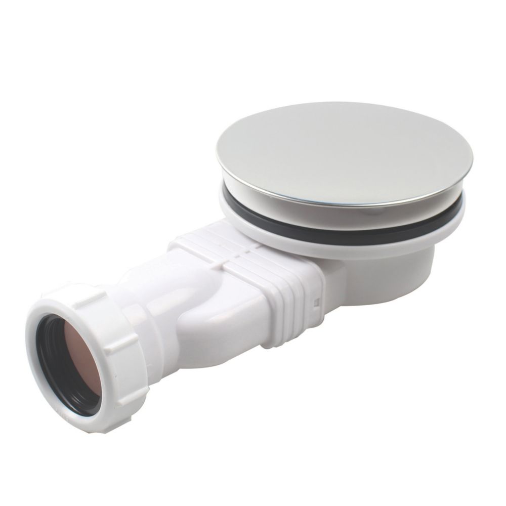 Flomasta Space Saving Shower Waste White 90mm - Screwfix