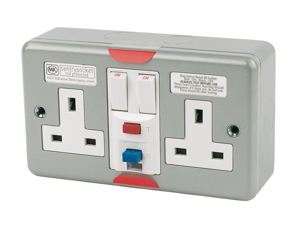 MK 13A 2-Gang DP Switched Metal Clad Active Plug Socket with White ... MK 13A 2-Gang DP Switched Metal Clad Active Plug Socket with White ...