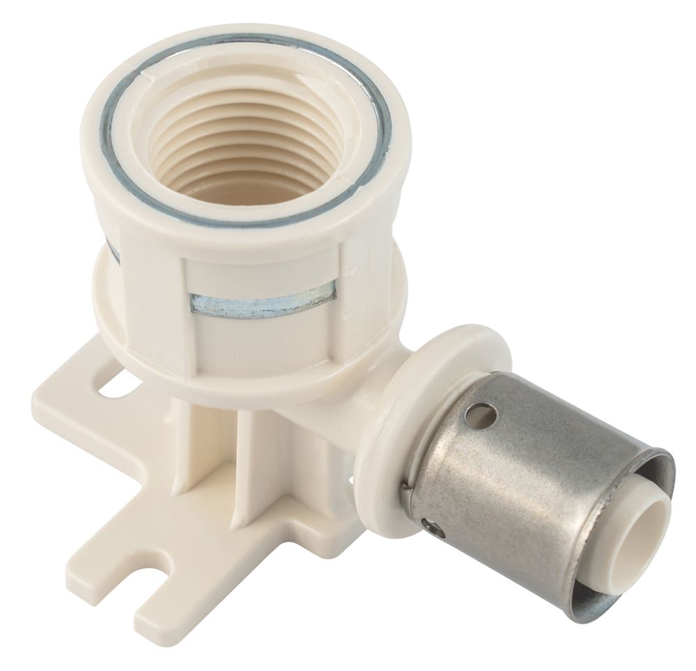 Purmo Plastic Press-Fit Adapting 90° Wall Plate Elbow 1/2" x 16mm ...