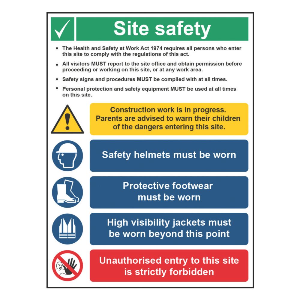 Essentials Site Safety Sign 800mm x 600mm - Screwfix