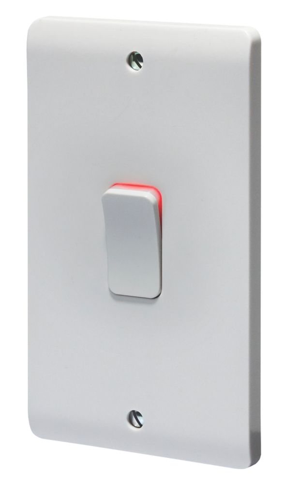 Crabtree Instinct 50A 2-Gang DP Control Switch White with LED - Screwfix