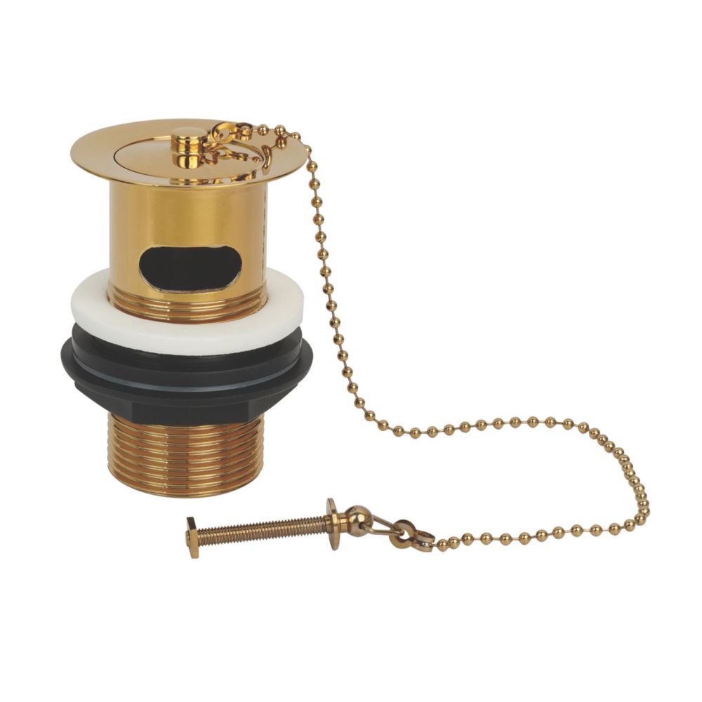Flomasta Slotted Basin Waste with Gold Plug & Chain - Screwfix