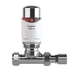 Drayton TRV4 15mm x 1/2" White/Chrome Straight Thermostatic Radiator ...