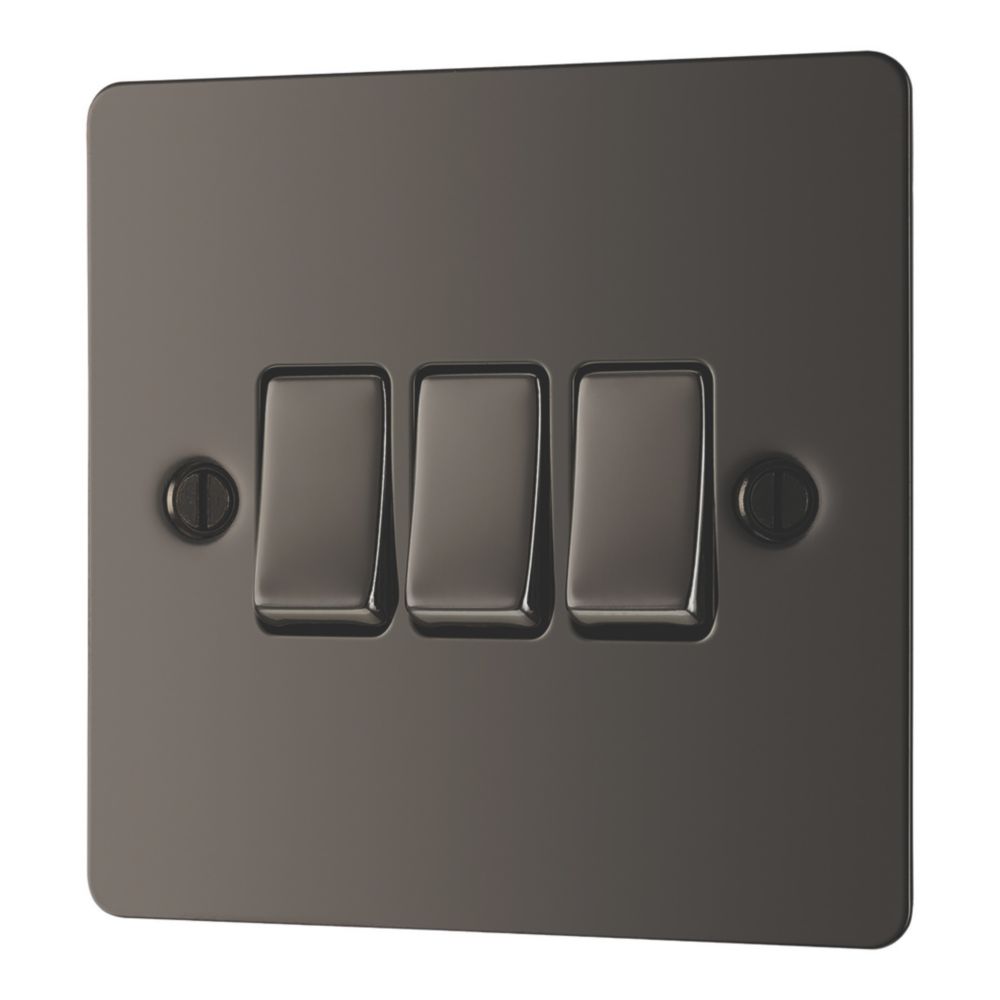 LAP 20A 16AX 3-Gang 2-Way Light Switch Black Nickel - Screwfix