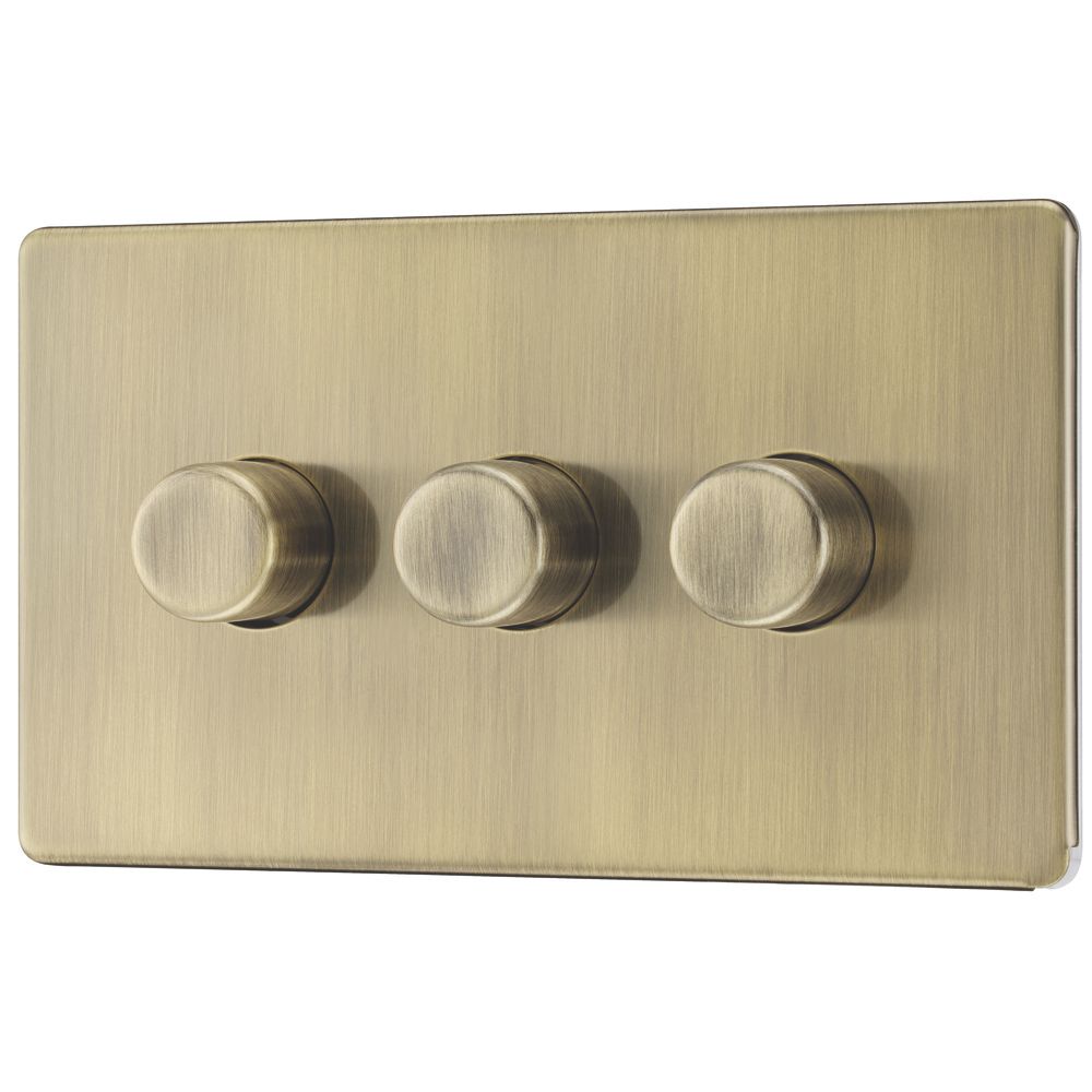 LAP 3-Gang 2-Way LED Dimmer Switch Antique Brass with Colour-Matched ...