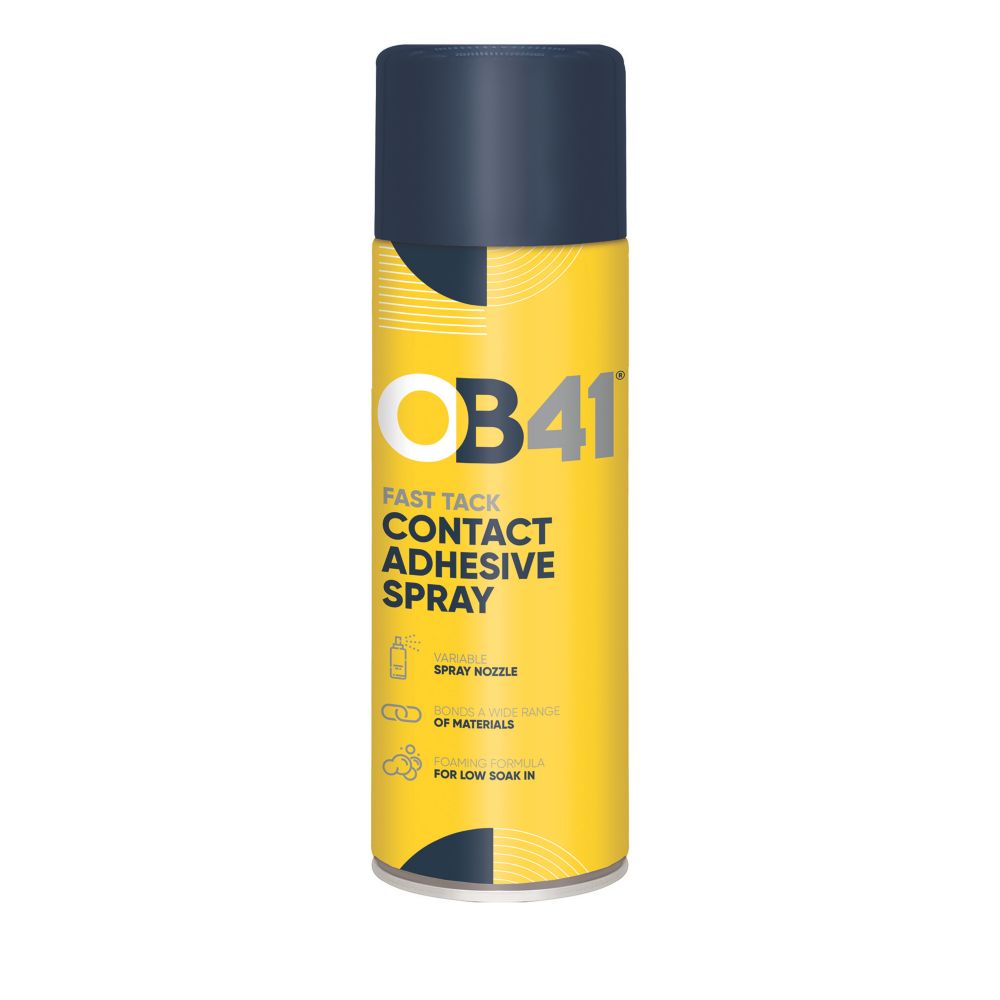 OB41 Fast Tack Spray Adhesive Clear 500ml - Screwfix