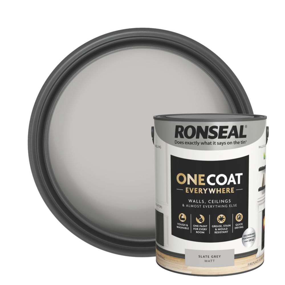 Ronseal 5Ltr Slate Grey Matt Emulsion Multi Surface Paint - Screwfix