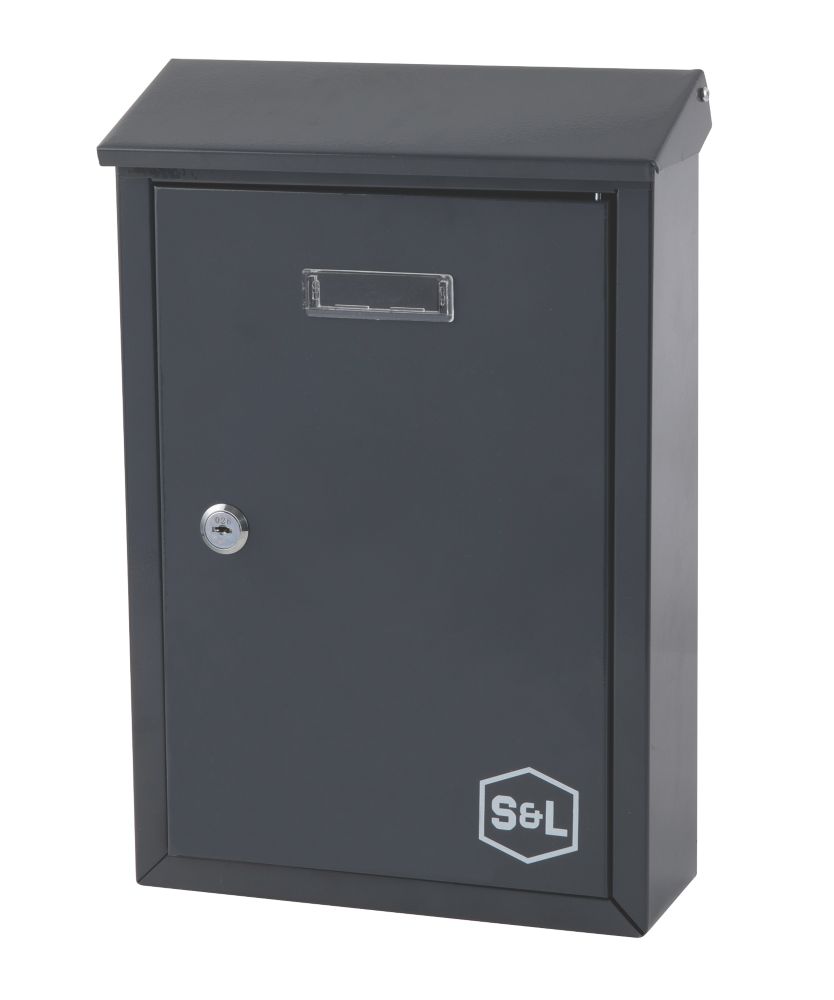 Smith & Locke Compact Post Box Grey Gloss - Screwfix