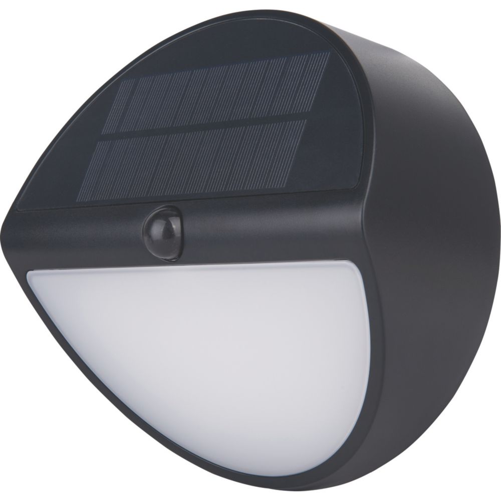 Luceco Carina Outdoor Round LED Solar-Powered Bulkhead With PIR Sensor ...