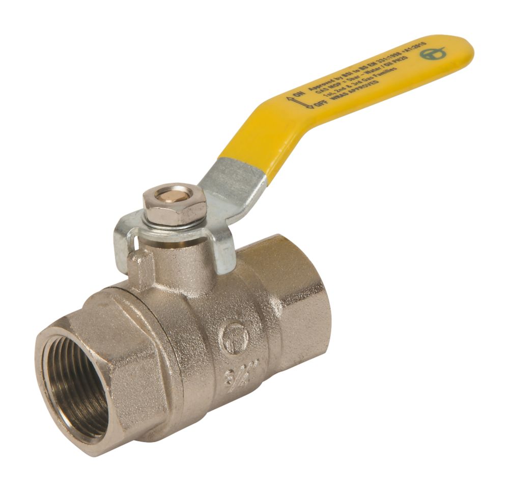 Tesla Lever Ball Valve Yellow 3/4" | Ball Valves | Screwfix.ie
