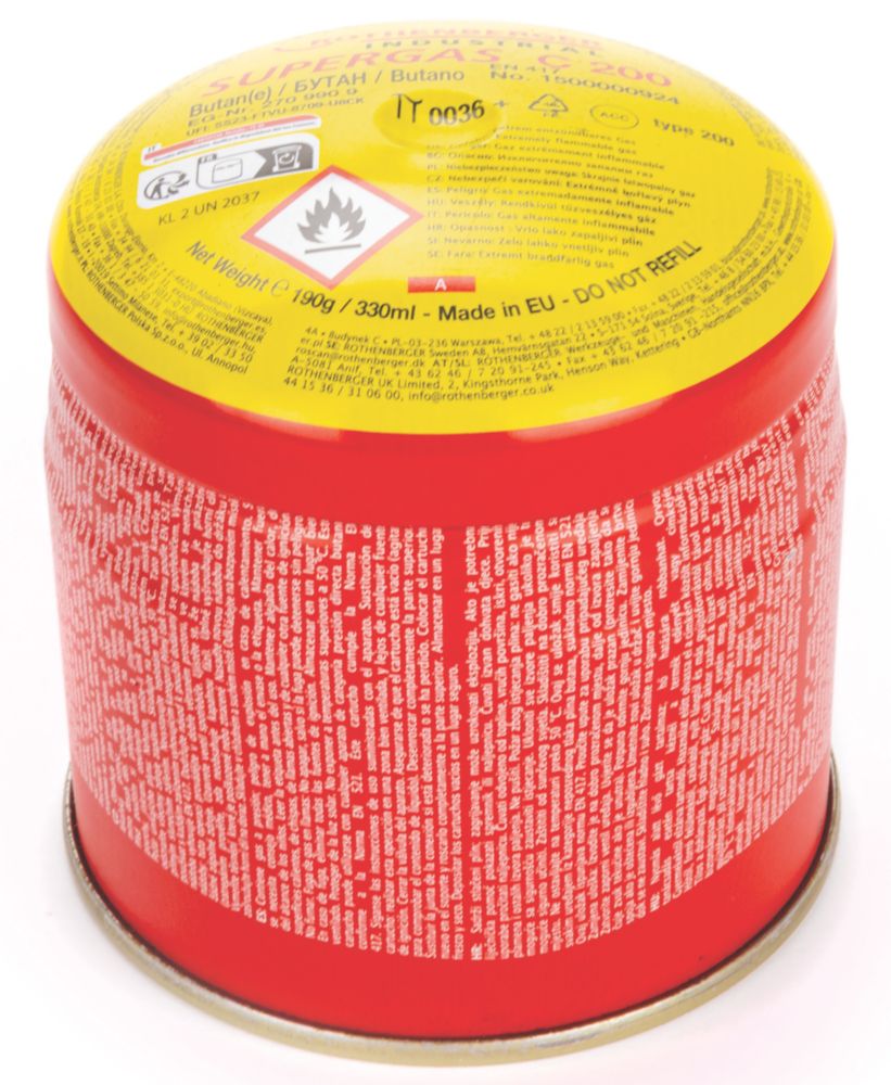 Rothenberger Butane Pierceable Cartridge 190g - Screwfix