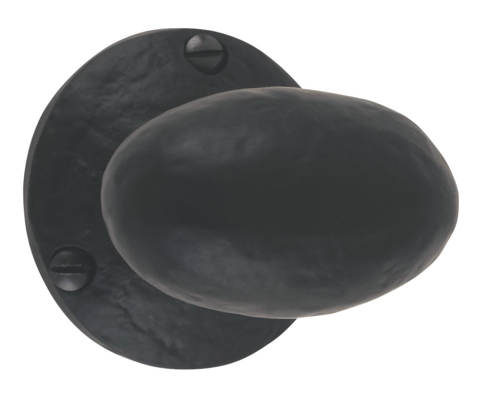 Smith & Locke Oval Mortice Knobs 56mm Pair Black - Screwfix