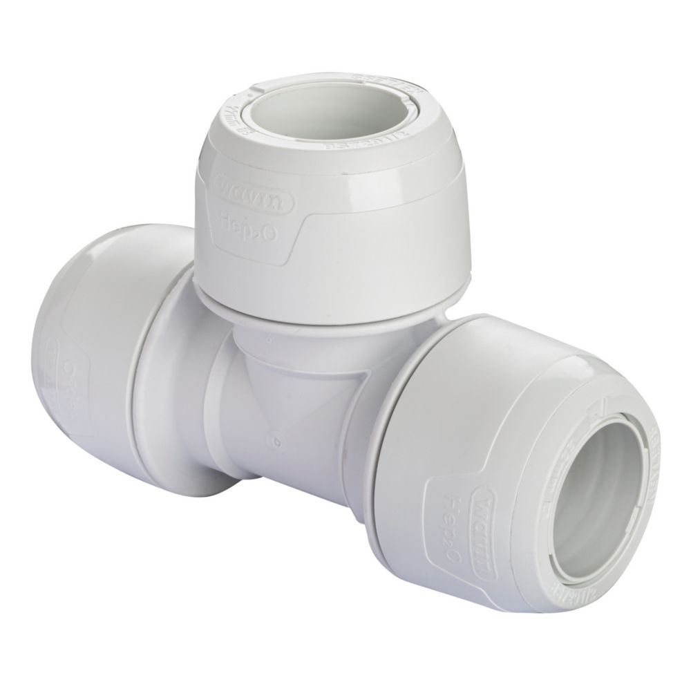 Hep2O Plastic Push-Fit Equal Keyless Tee 22mm - Screwfix