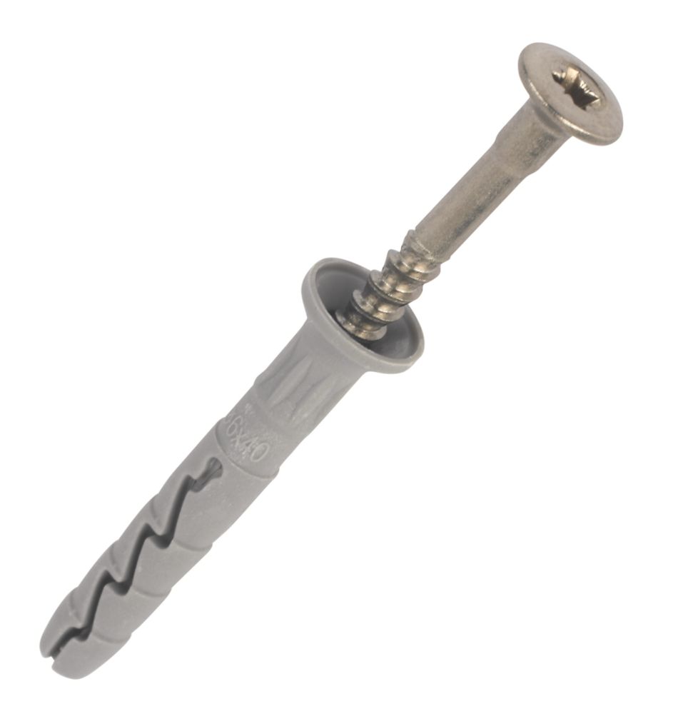 Rawlplug R-FX-N A2 Nylon Hammer-In Fixings 6mm x 45mm 100 Pack - Screwfix