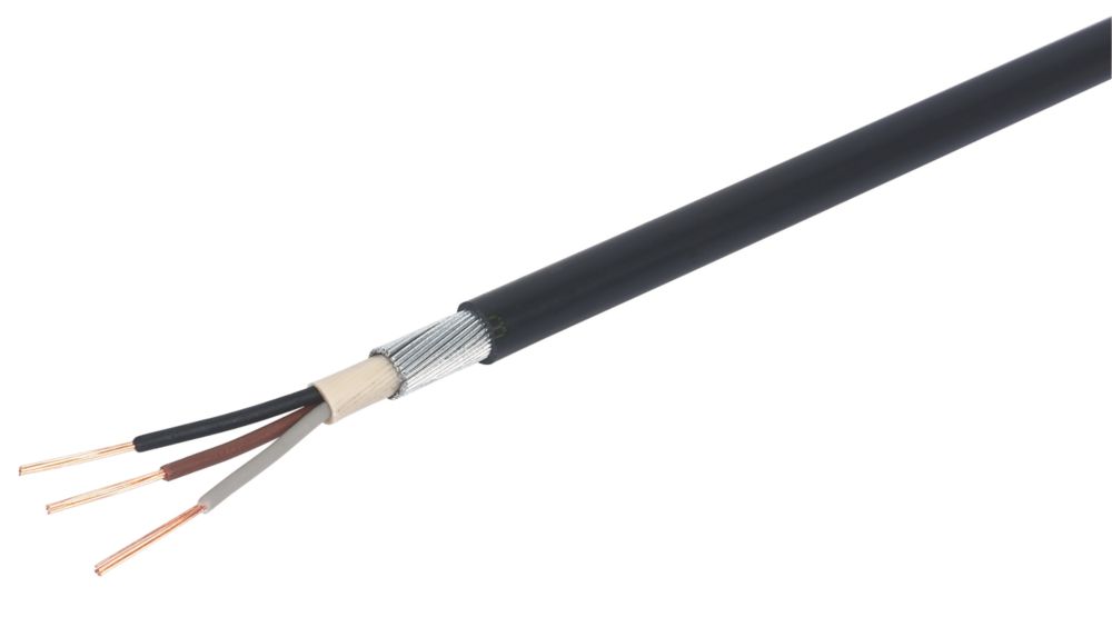 Prysmian 6943X Black 3-Core 1.5mm² Armoured Cable 25m Coil - Screwfix