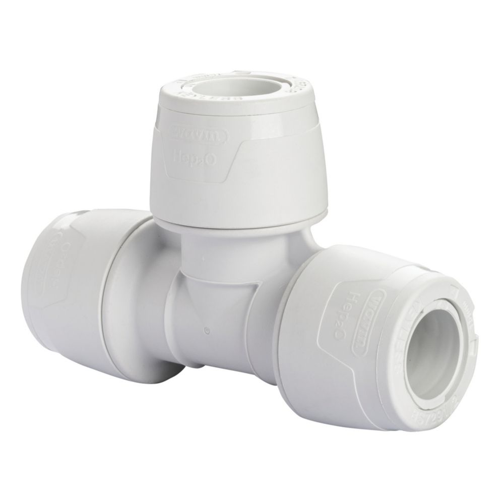 Hep2O Plastic Push-Fit Equal Keyless Tee 15mm 10 Pack - Screwfix