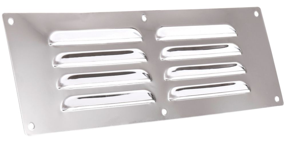 Map Vent Fixed Louvre Vent Chrome Stainless Steel 229mm x 76mm - Screwfix