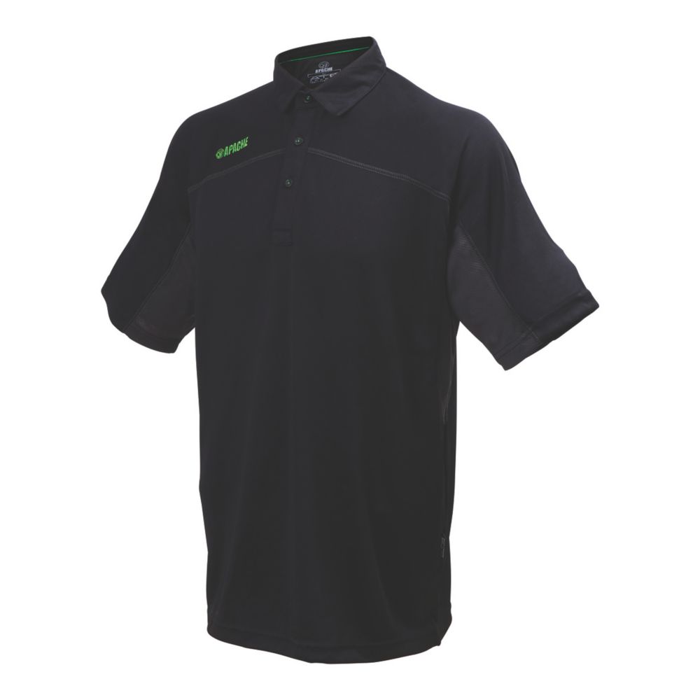 Apache Langley Polo Shirt Black X Large 47" Chest - Screwfix