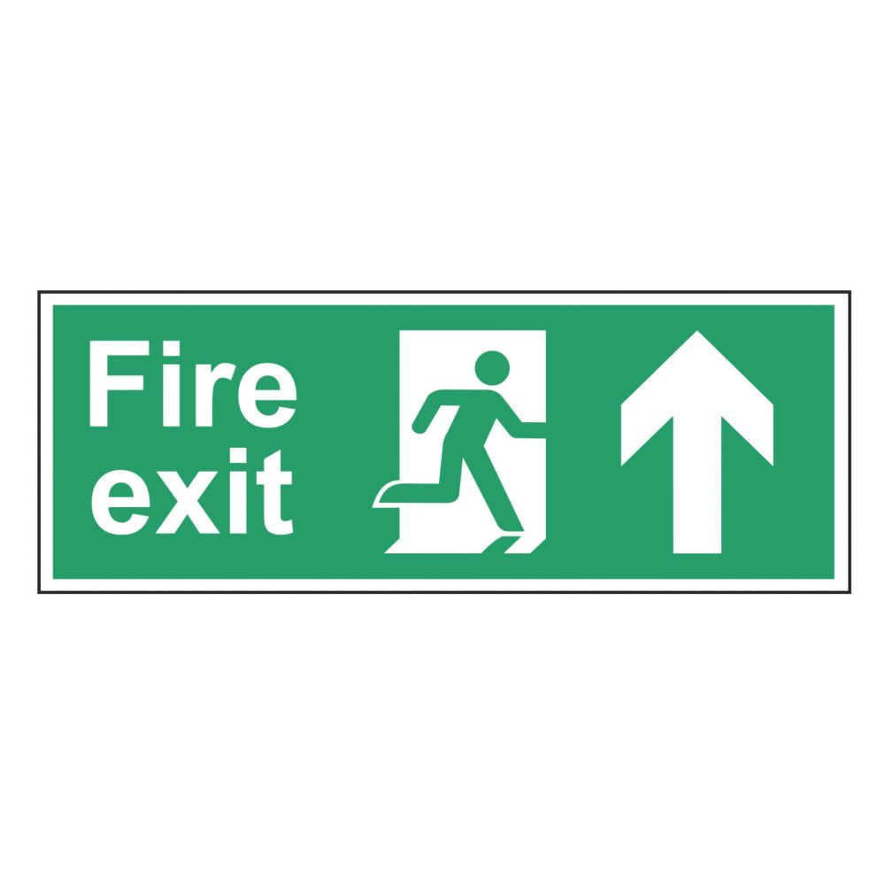 Essentials Non Photoluminescent "Fire Exit Man Up Arrow" Sign 150mm x ...