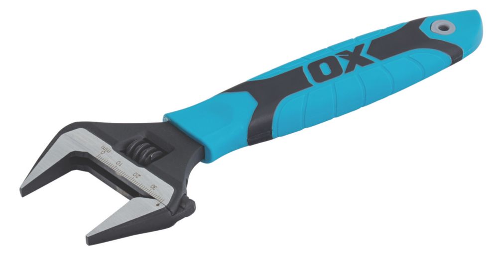 OX Pro Adjustable Wrench with Ultra Wide Jaw 8" - Screwfix