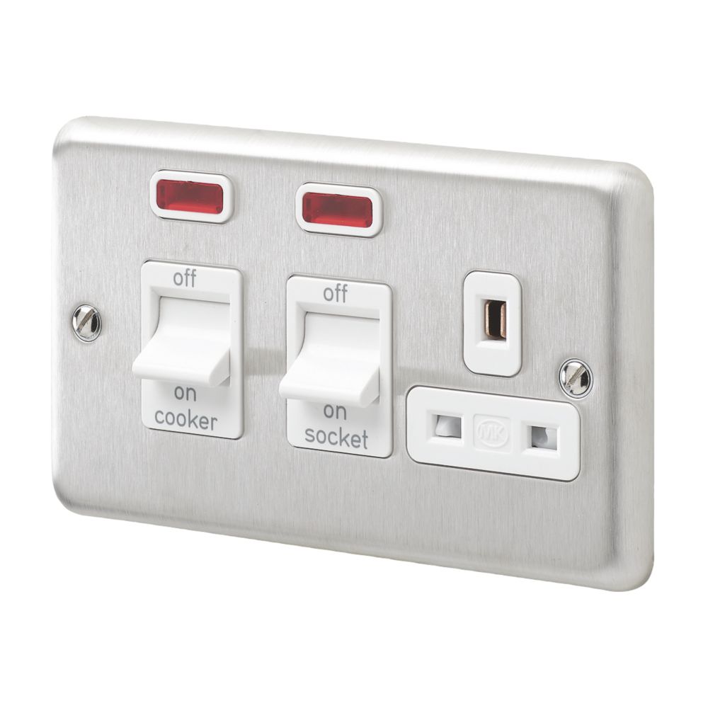 MK Contoura 45A 2-Gang DP Cooker Switch & 13A DP Switched Socket ...