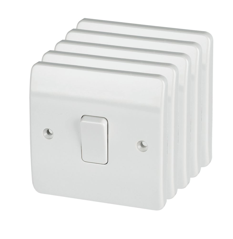 MK Logic Plus 10AX 1-Gang 1-Way Light Switches White 5 Pack - Screwfix