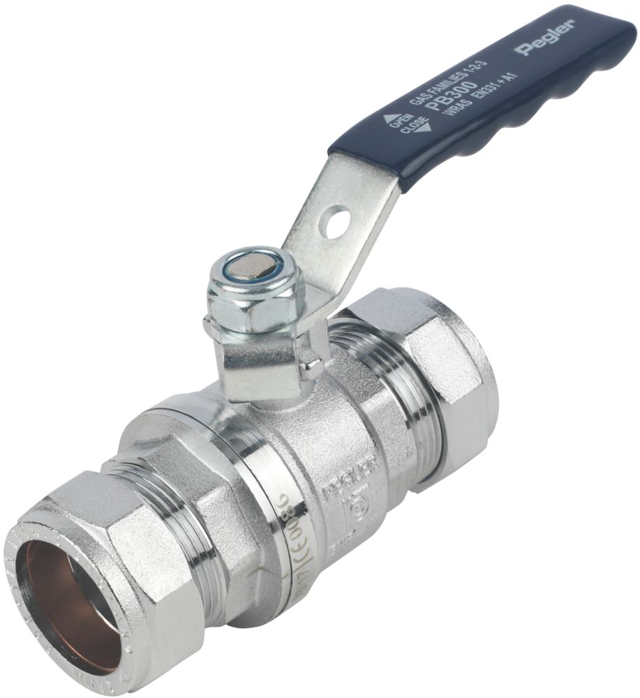 Pegler PB300 Compression Full Bore 28mm Lever Ball Valve with Blue ...