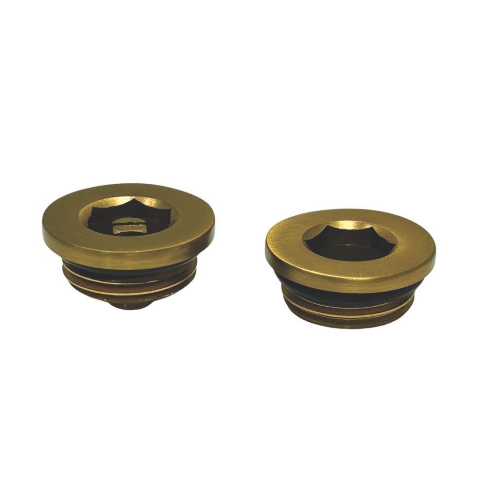ETAL Radiator Vent & Blanking Plug Kit Brushed Brass - Screwfix