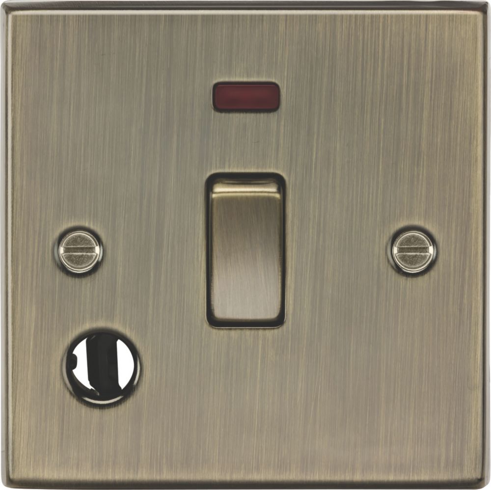 Knightsbridge 20A 1-Gang DP Control Switch & Flex Outlet Antique Brass ...