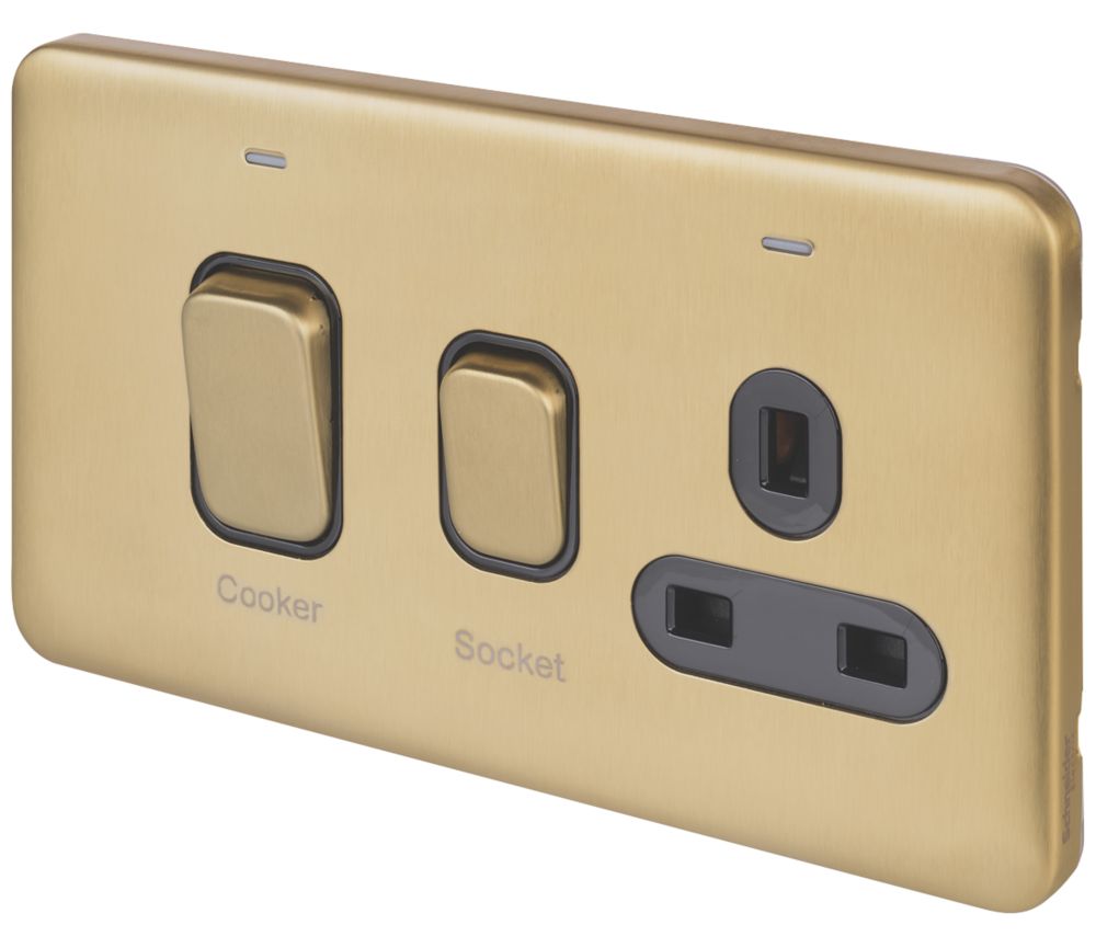 Schneider Electric Lisse Deco 45A 2-Gang DP Cooker Switch & 13A DP ...