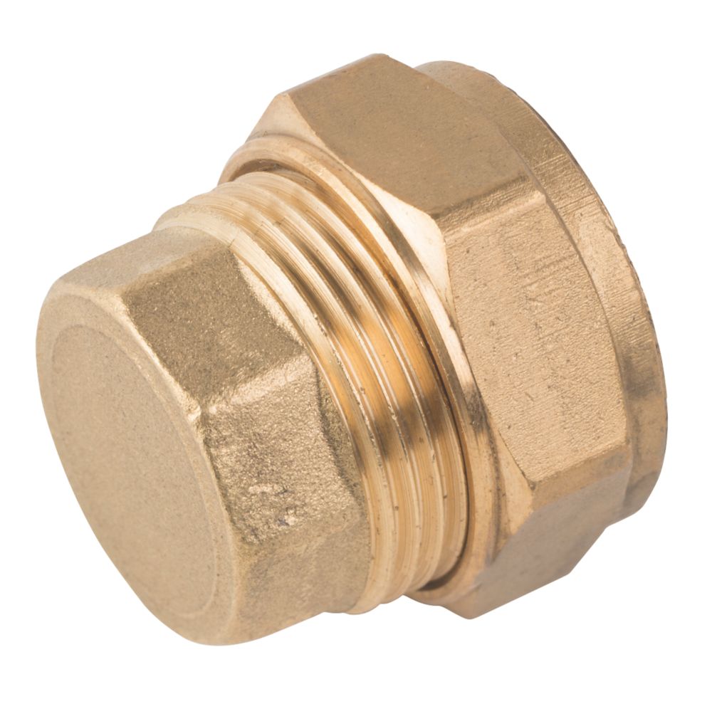 Midbrass Brass Compression Stop Ends 3/4" 2 Pack - Screwfix