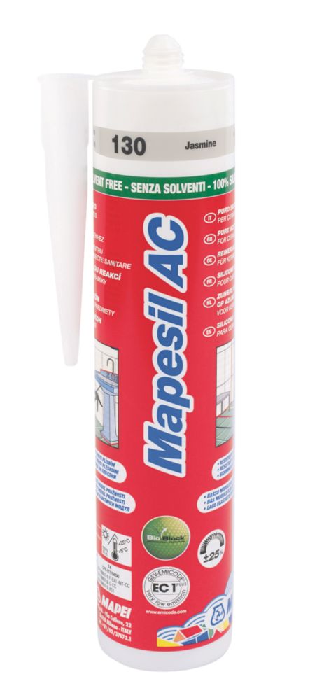 Mapei Mapesil AC 130 Solvent-Free Silicone Sealant Jasmine 310ml - Screwfix
