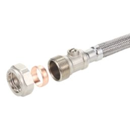 Essentials Flexible Tap Connector with Isolating Valve 22mm x 3/4 x ...