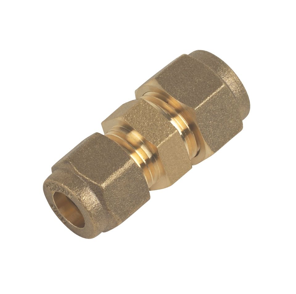 Flomasta Brass Compression Reducing Coupler 10mm x 8mm - Screwfix